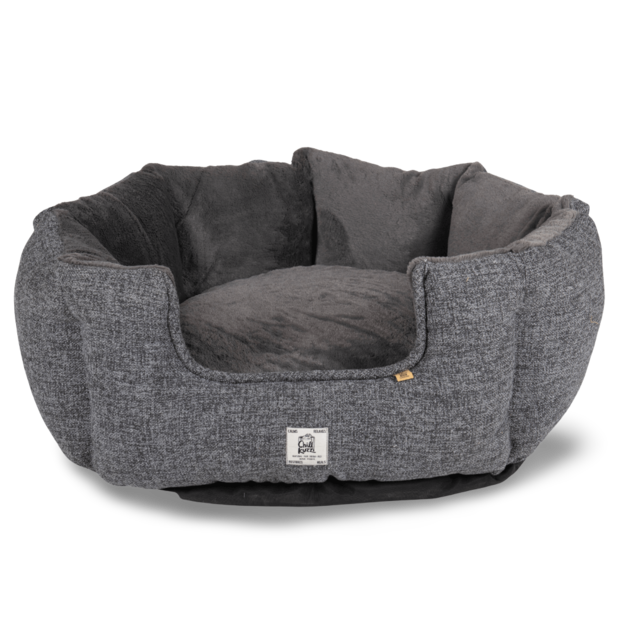 Buy Chill Kuzzi Round Bolster Plush Dog Bed With Infrared Technology Grey Online | Better Prices ...