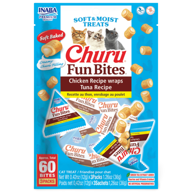 Buy Inaba Churu Fun Bites Chicken Recipe Wraps Tuna Recipe Cat Treats ...