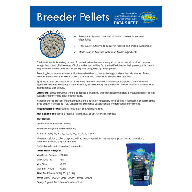 Buy Vetafarm Parrot Breeder Pellets Online | Better Prices At Pet Circle