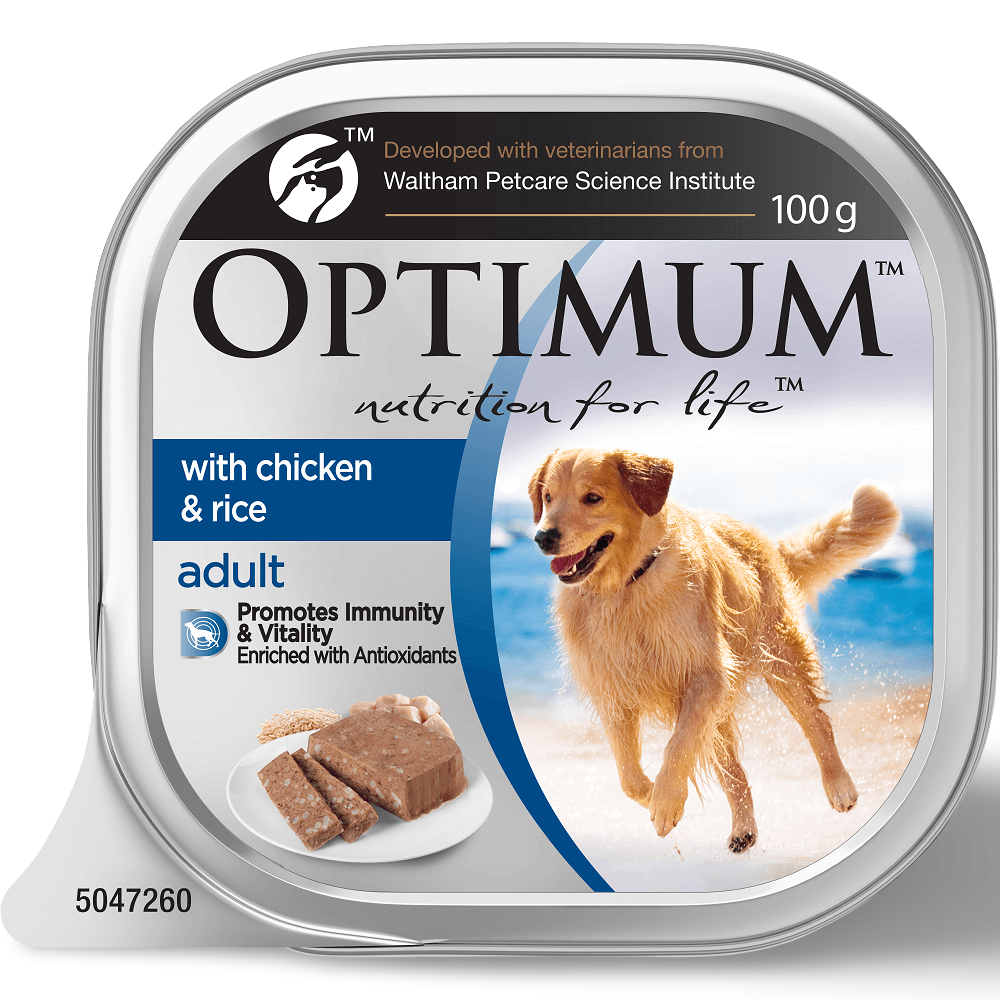 Buy Optimum Adult Wet Dog Food Chicken And Rice Trays Online | Low ...