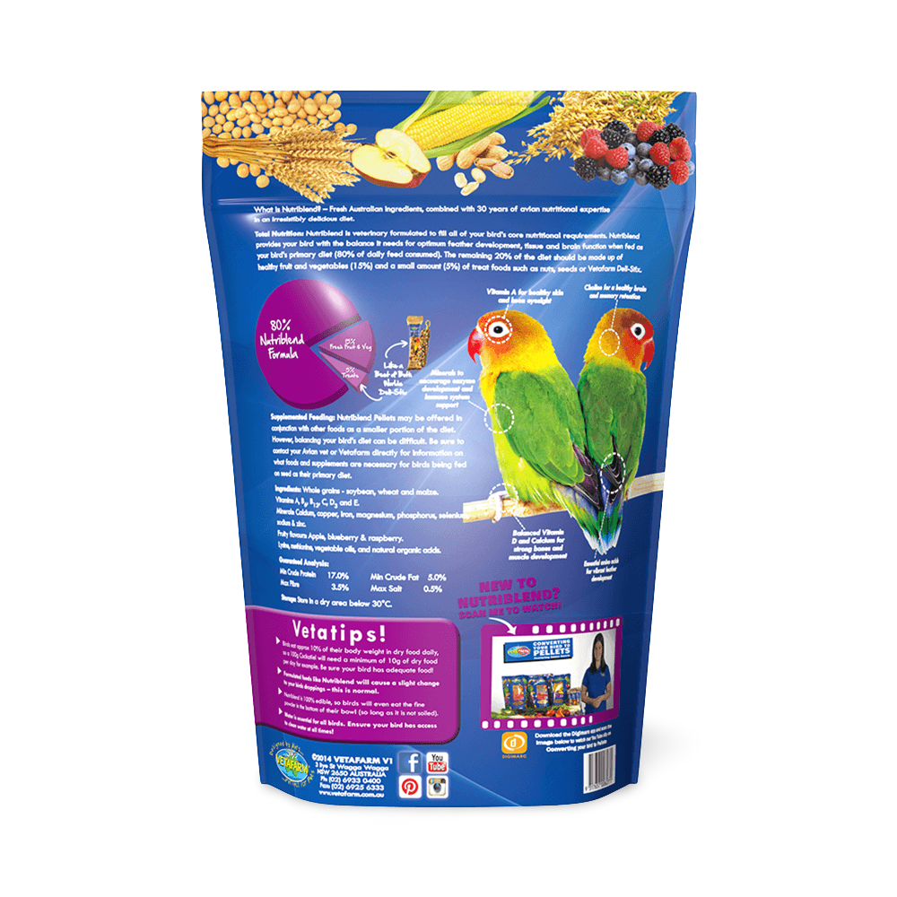 Buy Vetafarm Bird Nutriblend Pellets Mini Online | Better Prices At Pet ...
